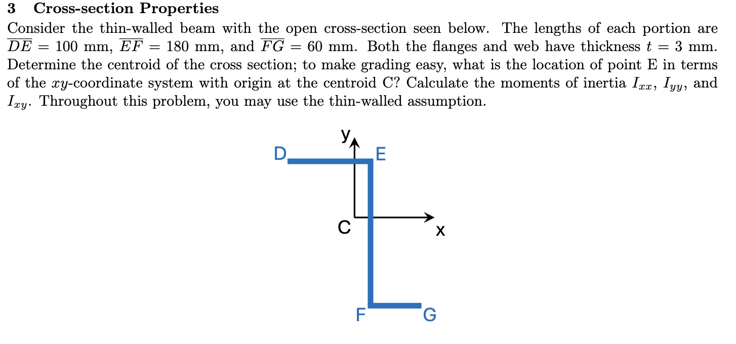 Solved 3 ﻿Cross-section PropertiesConsider the thin-walled | Chegg.com