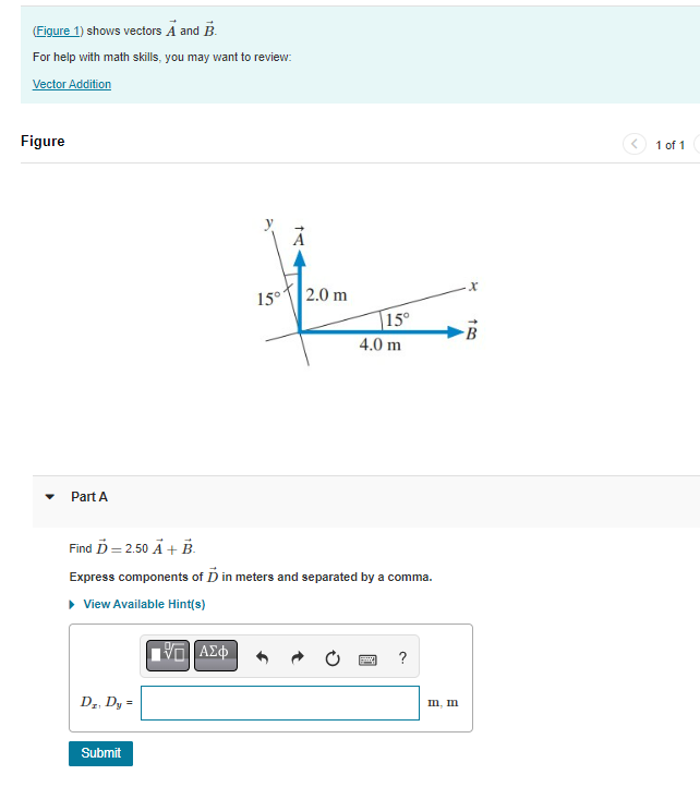 Solved (Figure 1) shows vectors A and B. For help with math | Chegg.com