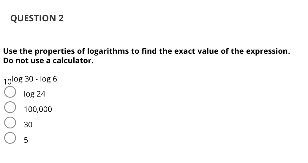 Solved Use the properties of logarithms to find the exact | Chegg.com