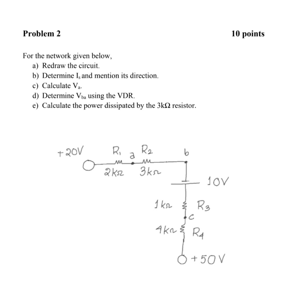 Solved Problem 2 10 points For the network given below, a) | Chegg.com