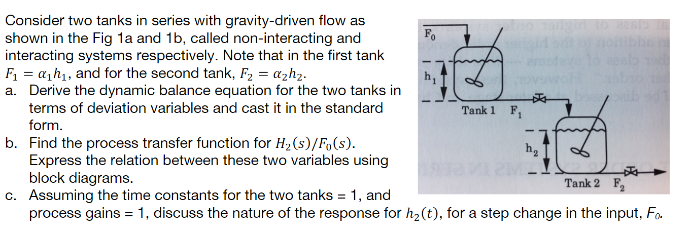 Solved = - Consider two tanks in series with gravity-driven | Chegg.com
