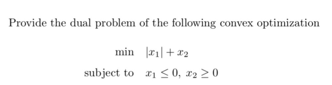Solved Provide the dual problem of ﻿the following convex | Chegg.com