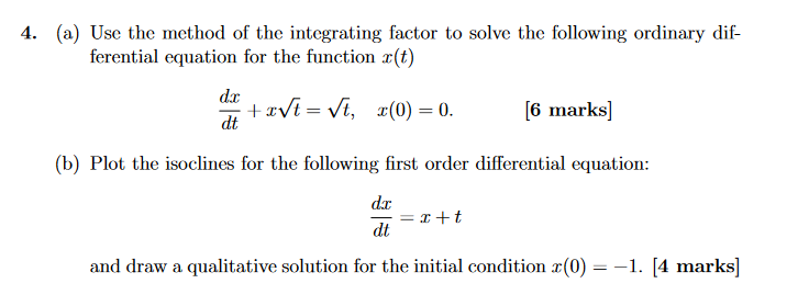 Solved (a) ﻿Use the method of the integrating factor to | Chegg.com