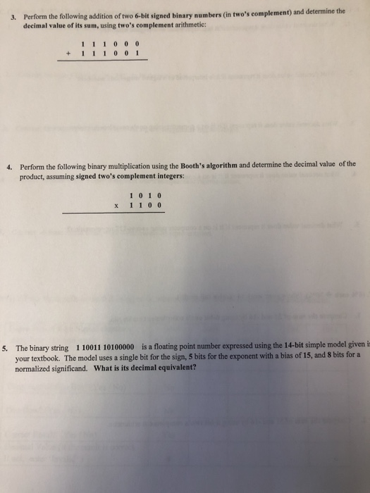 Solved Perform the following addition of two 6-bit signed | Chegg.com
