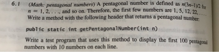 Solved 6.1 (Math: pentagonal numbers) A pentagonal number is | Chegg.com
