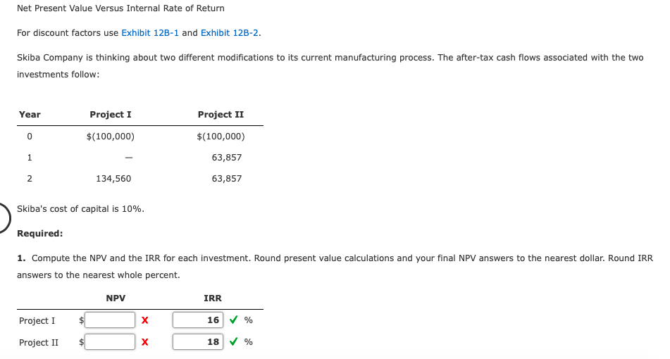 Solved Net Present Value Versus Internal Rate of Return For | Chegg.com
