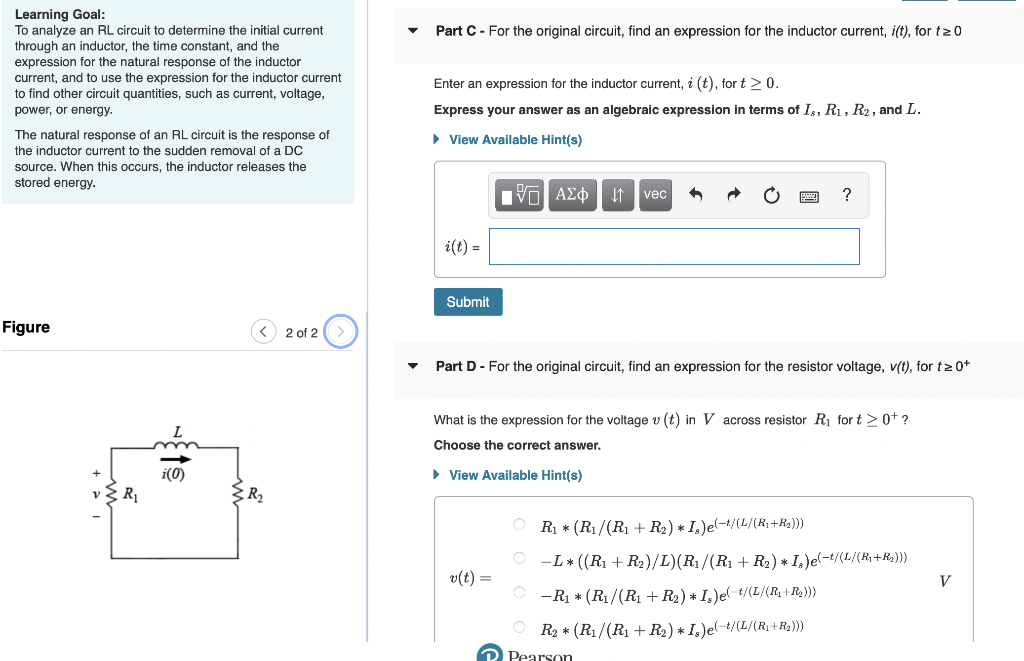 Solved Part C - For the original circuit, find an expression | Chegg.com