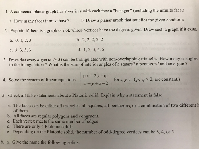 Solved A connected planar graph has 8 vertices with each | Chegg.com