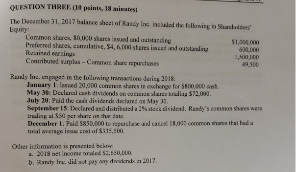 Solved 1.) Determine the Number of outstanding common shares | Chegg.com