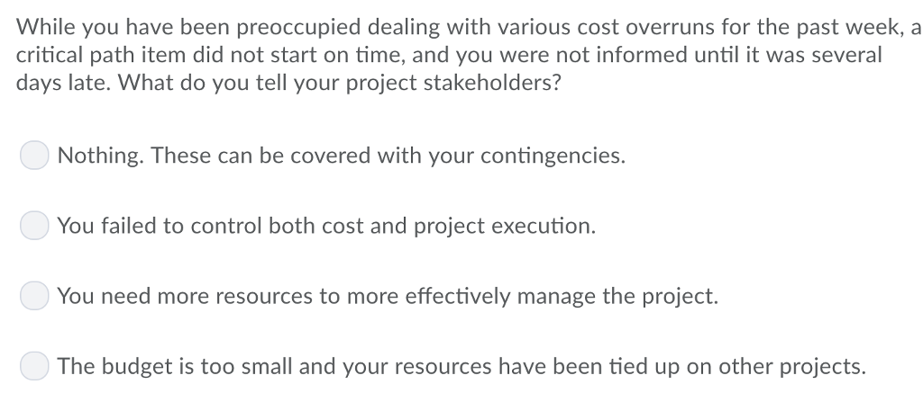 Solved While you have been preoccupied dealing with various | Chegg.com