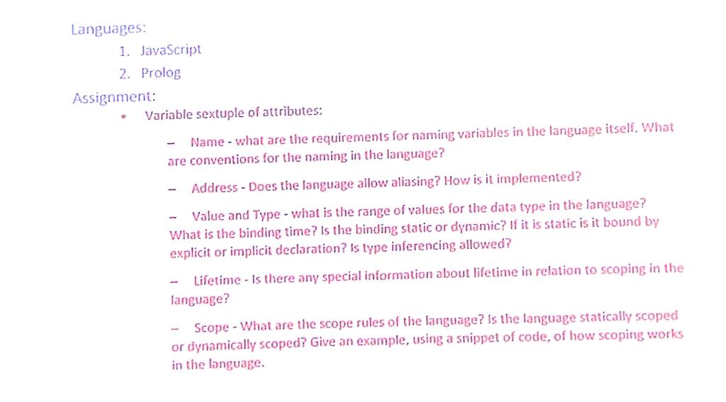Languages: 1. JavaScript 2. Prolog Assignment: | Chegg.com