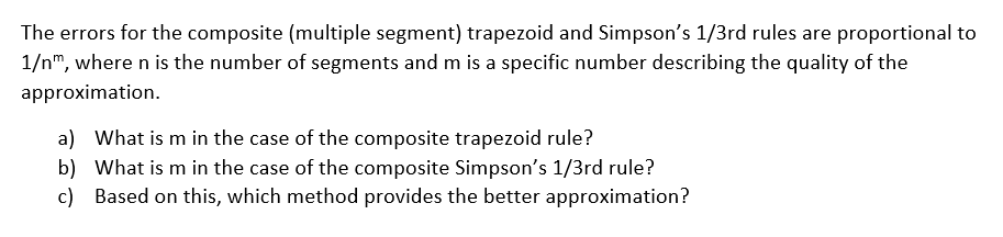 Solved The errors for the composite (multiple segment) | Chegg.com
