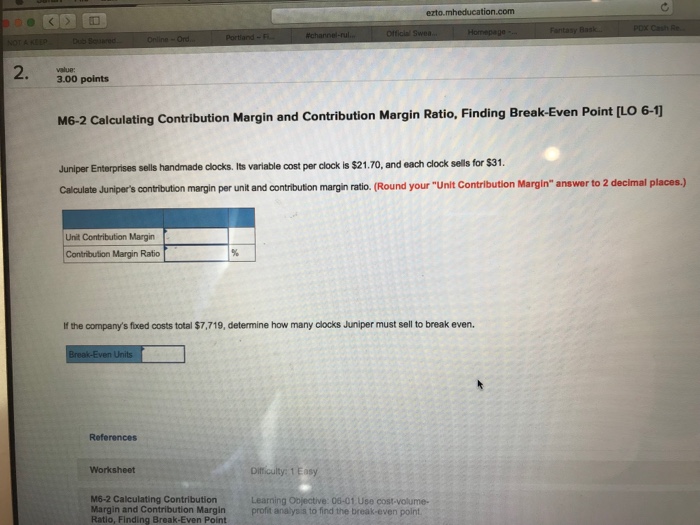 Solved ezto. 2. 3.00 points M6-2 Calculating Contribution | Chegg.com