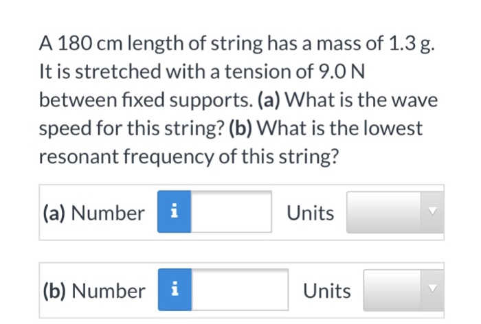 Solved A 180 cm length of string has a mass of 1.3 g. It is | Chegg.com