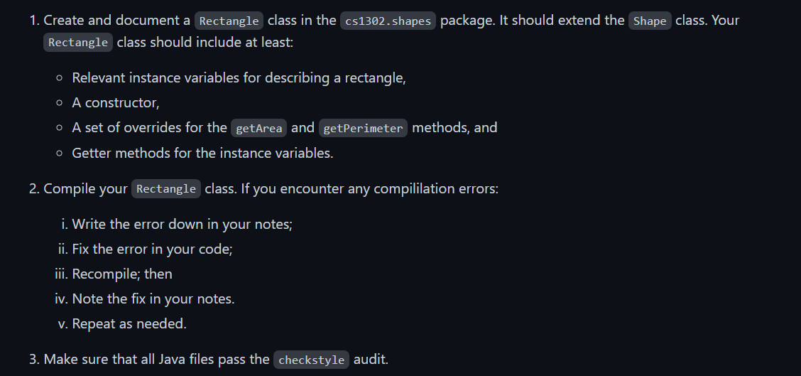 Solved 1. Create and document a Rectangle class in the | Chegg.com