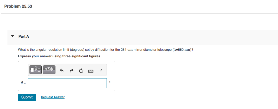 Solved What is the angular resolution limit (degrees) set by | Chegg.com