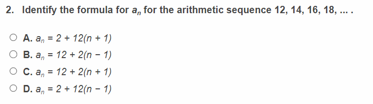 Solved Identify the formula for an ﻿for the arithmetic | Chegg.com