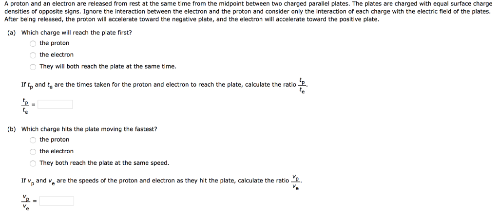 Solved A proton and an electron are released from rest at | Chegg.com
