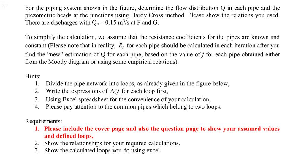For the piping system shown in the figure, determine | Chegg.com