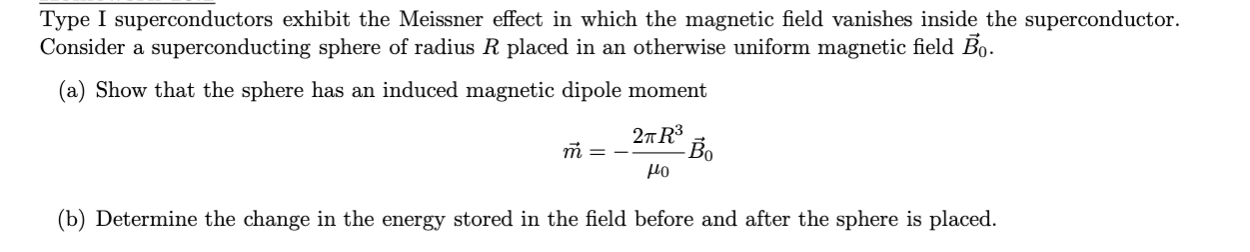 Solved Type I superconductors exhibit the Meissner effect in | Chegg.com