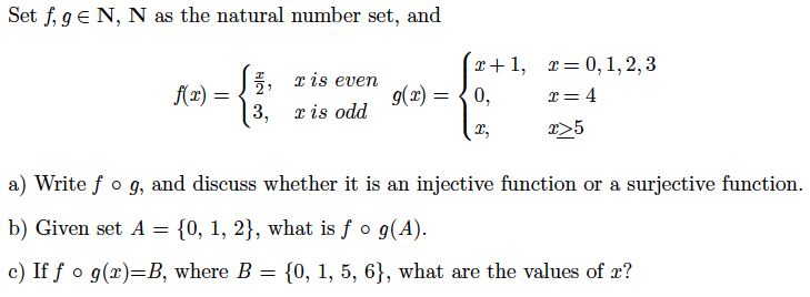 Set f,g∈N,N as the natural number set, and | Chegg.com