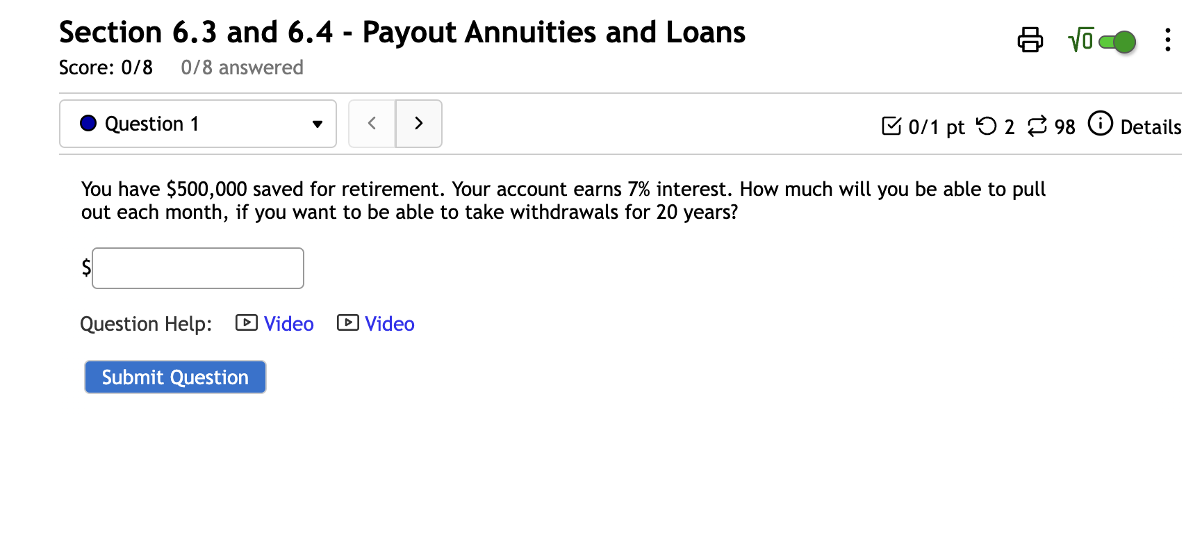 Solved Section 6.3 and 6.4 - Payout Annuities and Loans | Chegg.com