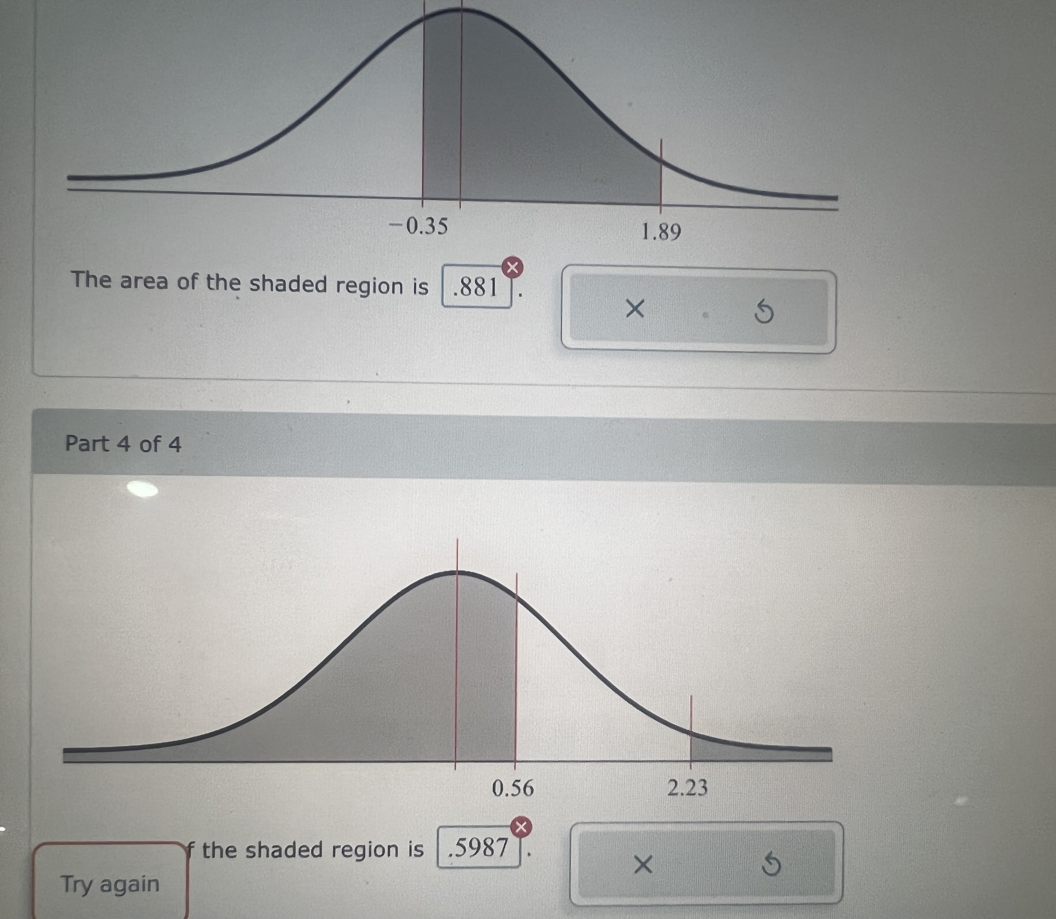 Solved find the shaded areas under the standard normal curve | Chegg.com