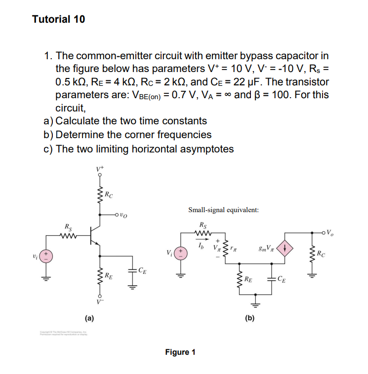 Solved Tutorial 10 1. The common-emitter circuit with | Chegg.com