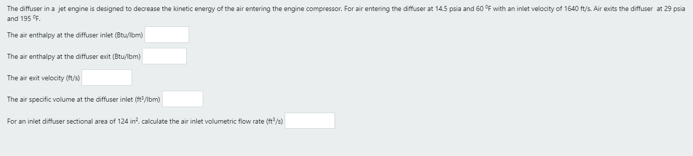 Solved The Diffuser In A Jet Engine Is Designed To Decrease 3699