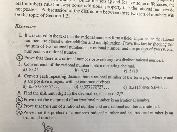 Solved It was stated in the text that the rational numbers | Chegg.com