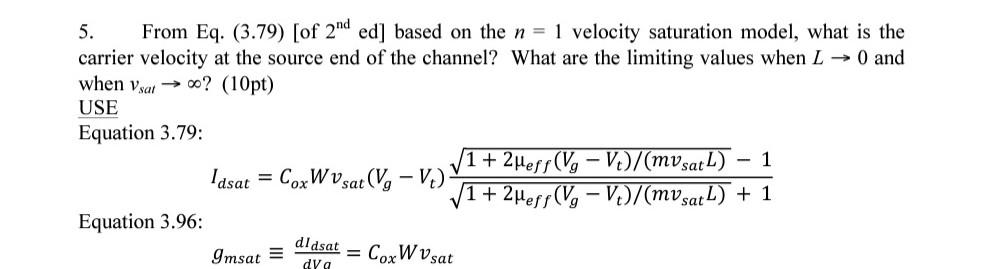 Solved 5. From Eq. (3.79) [of 2nd ed] based on the n = 1 | Chegg.com