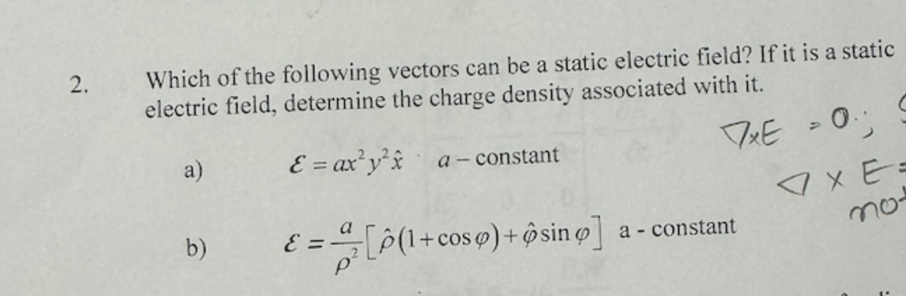 Solved Which of the following vectors can be a static | Chegg.com