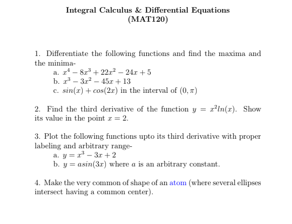 Solved Integral Calculus \& Differential Equations (MAT120) | Chegg.com