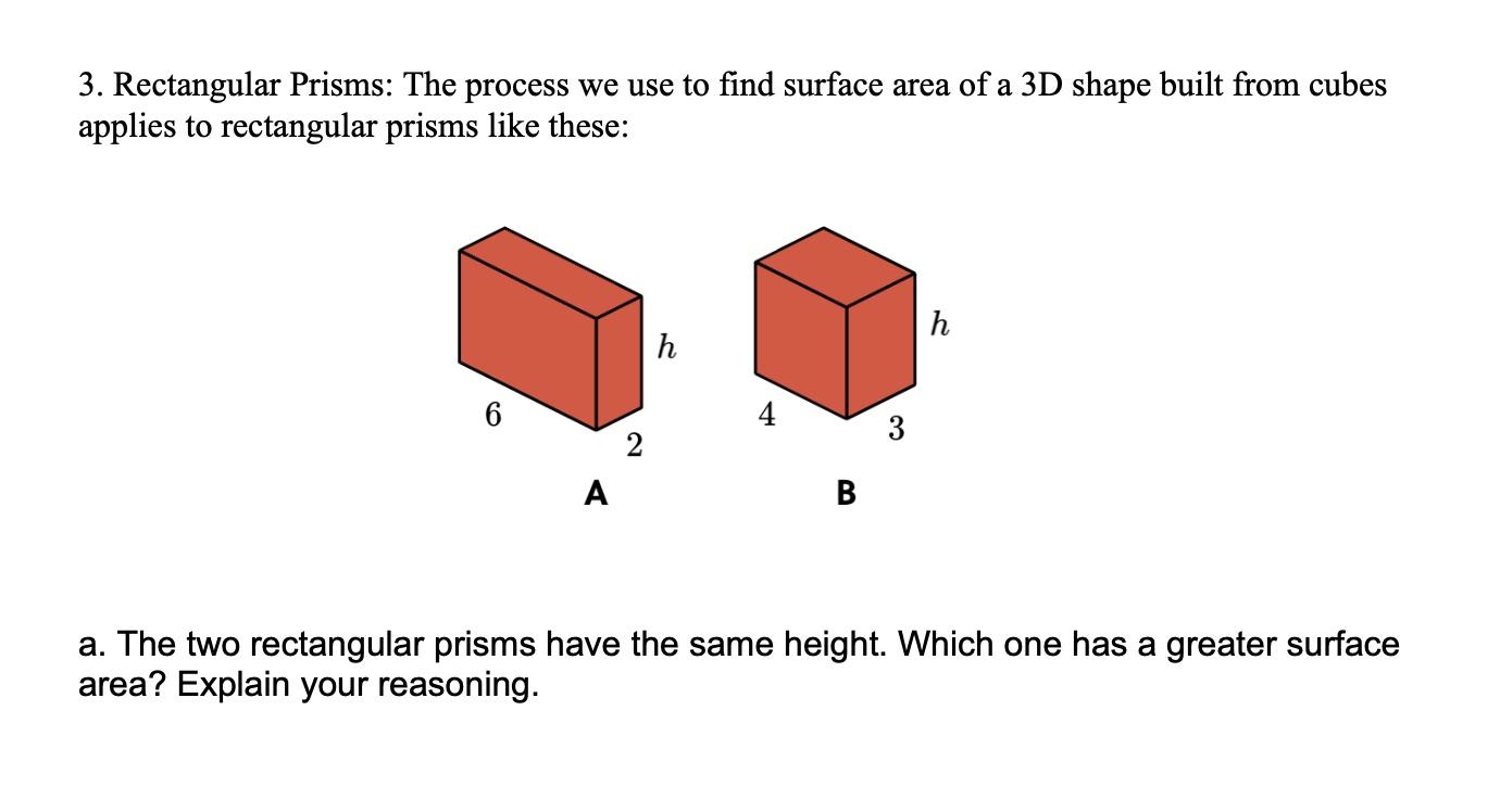 Solved 3. Rectangular Prisms: The process we use to find | Chegg.com