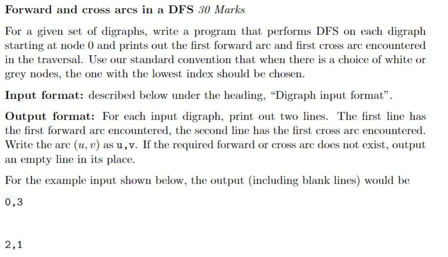 Solved Forward and cross arcs in a DFS 30 Marks For a given | Chegg.com