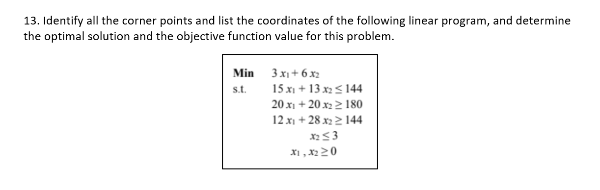 Solved 13. Identify all the corner points and list the | Chegg.com