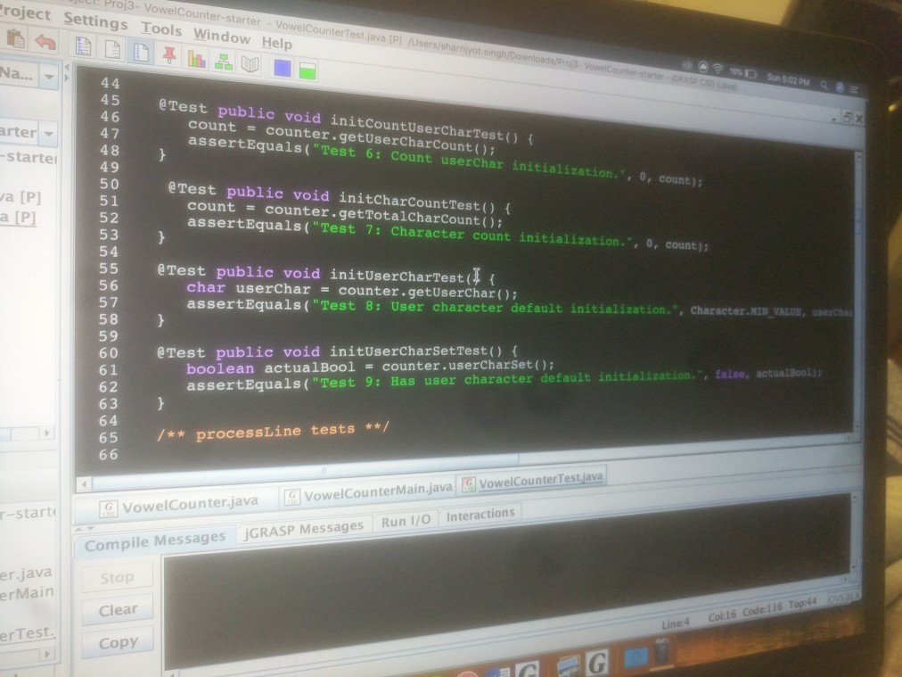 Solved ject: Proj3-VowelCounter-starter VowelCounter java | Chegg.com