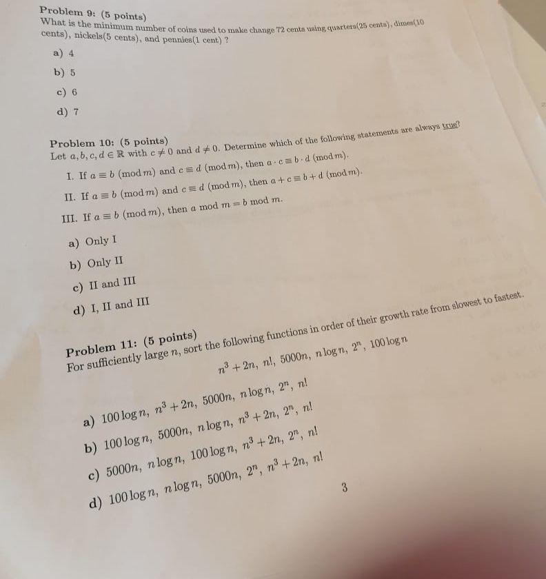 Solved Problem 9: (5 points) What is the minimum number of | Chegg.com