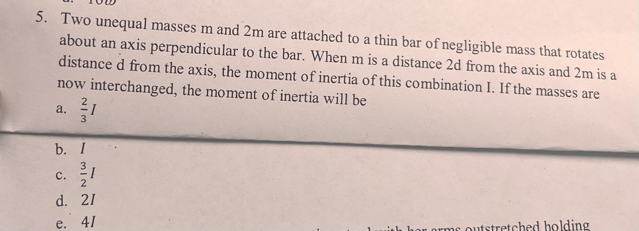 Solved 5. Two unequal masses m and 2 m are attached to a | Chegg.com