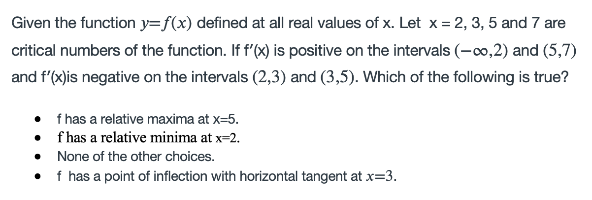 Solved Given the function y=f(x) defined at all real values | Chegg.com