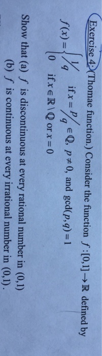 Solved Exercise 42(Thomae function.) Consider the function | Chegg.com