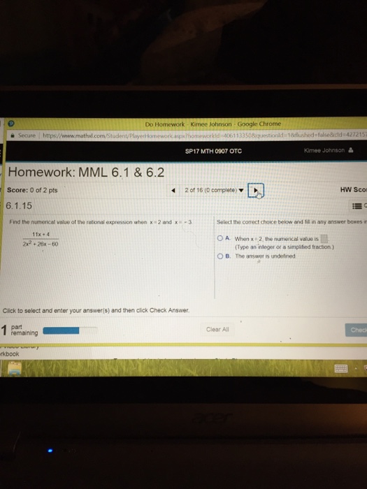 Solved find the numerical value of the rational expression | Chegg.com