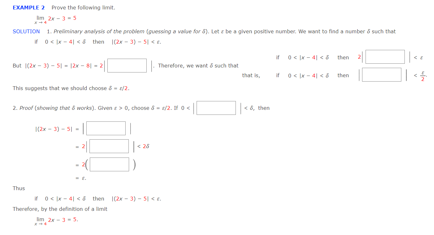 Solved EXAMPLE 2 Prove the following limit. limx→42x−3=5 | Chegg.com