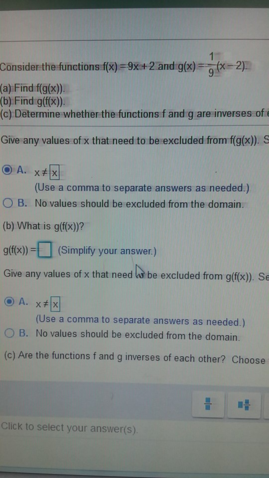 Solved 1 Consider The Functions F X 9x 2 And G X X 2