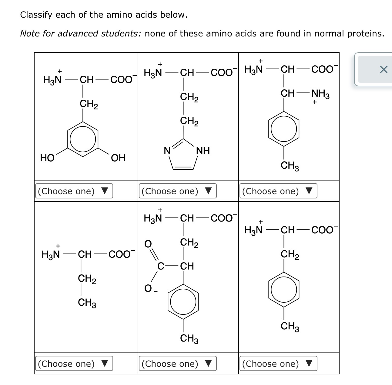 Solved Classify each of the amino acids below. Choices are: | Chegg.com