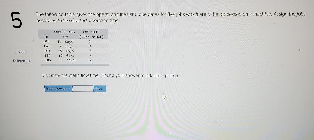 Solved he following table gives the operation times and due | Chegg.com