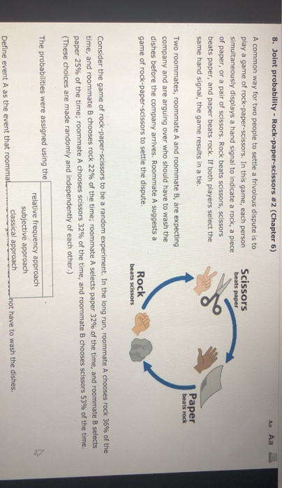 Solved 8. Joint probability-Rock-paper-scissors #2 (Chapter | Chegg.com