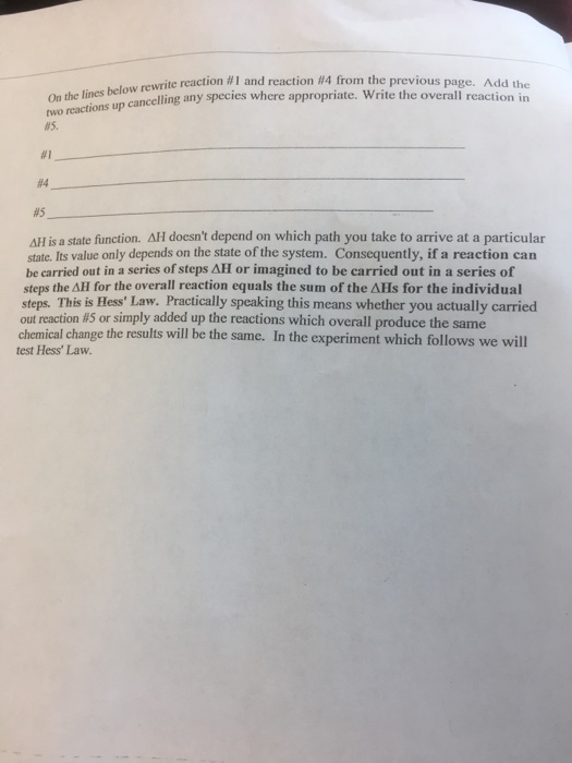 Solved Pre Lab Assignment Experiment 3: Hess is just a four | Chegg.com