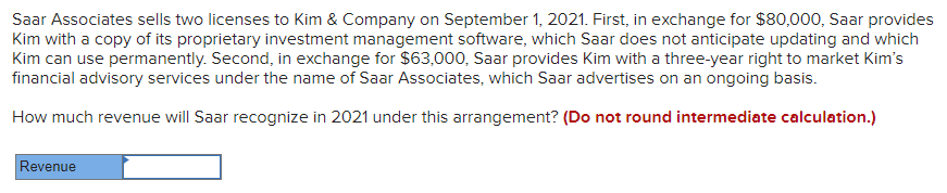 Solved Saar Associates sells two licenses to Kim & Company | Chegg.com