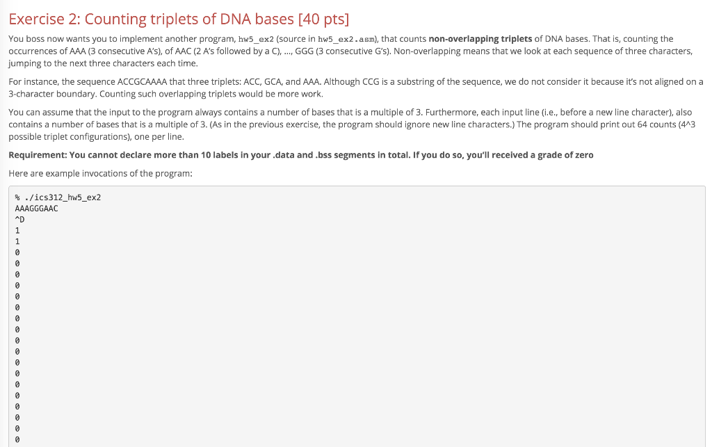 Exercise 1: Counting DNA bases [30 pts] You've been | Chegg.com